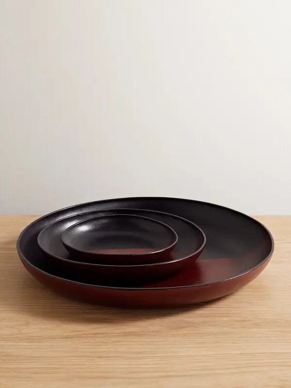 HUNTING SEASON Set Of Three Leather Trays - Red