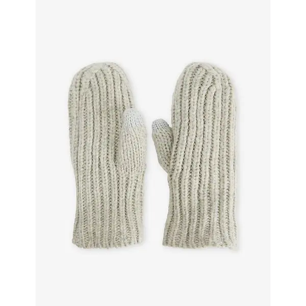 UGG Chunky Ribbed Knitted Mittens - Light Grey