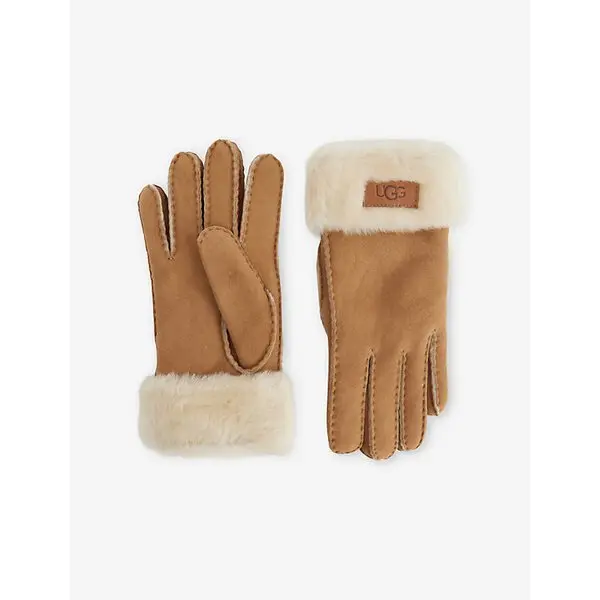 UGG Brand-patch Leather Gloves - Chestnut