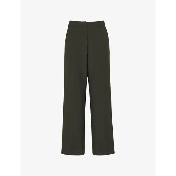 Whistles Regular-fit High-rise Stretch Wool-blend Trousers - Dark Green