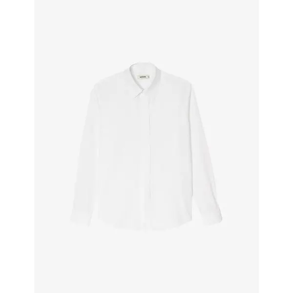 Sandro Classic-collar Long-sleeve Cotton Shirt - Naturels