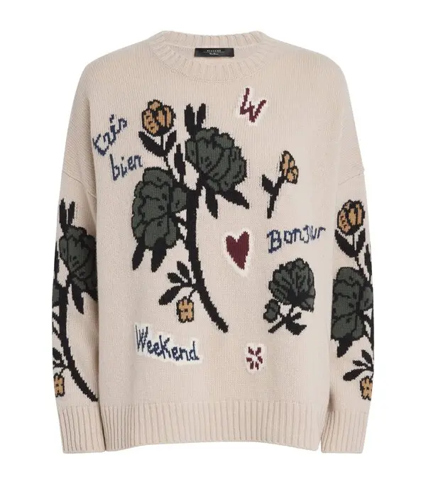 Max Mara Virgin Wool Jacquard Sweater - White