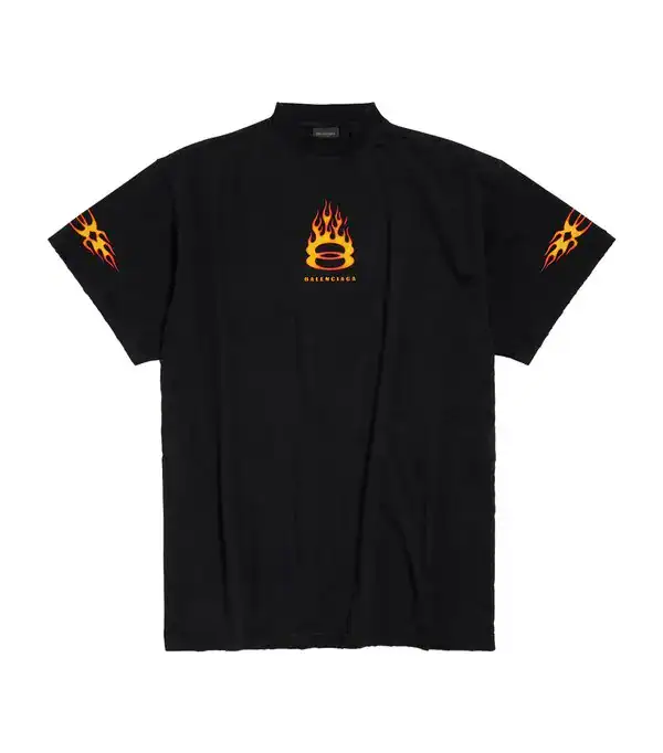 Balenciaga Flame Logo Oversized T-Shirt - Grey | Editorialist