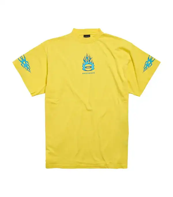 Balenciaga Flame Logo Oversized T-Shirt - Yellow | Editorialist