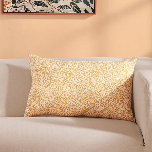 ROSELLI Paisley Block Linen Decorative Pillow, 14 X 21
