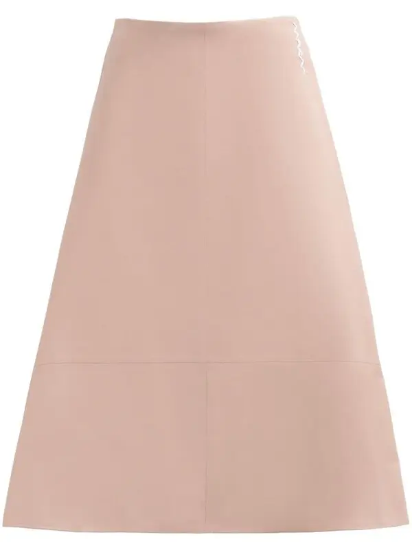 Marni A-line Leather Midi Skirt