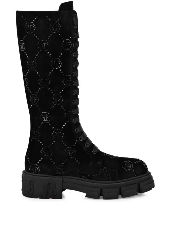 Philipp Plein Monogram-embellished Suede Boots