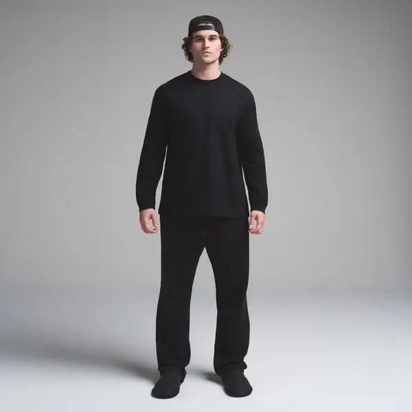 SKIMS Heavyweight Cotton Relaxed Long Sleeve T Shirt - Obsidian