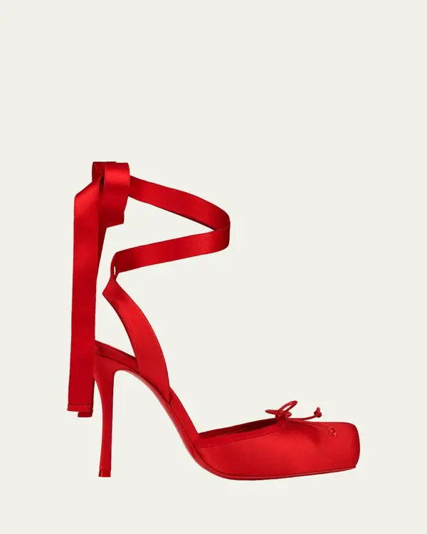 CHRISTIAN LOUBOUTIN Cassia Ankle-tie Ballerina Pumps - Loubi Red