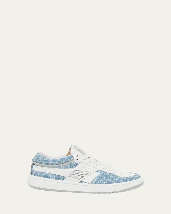 Givenchy Gg Denim And Leather Sneakers
