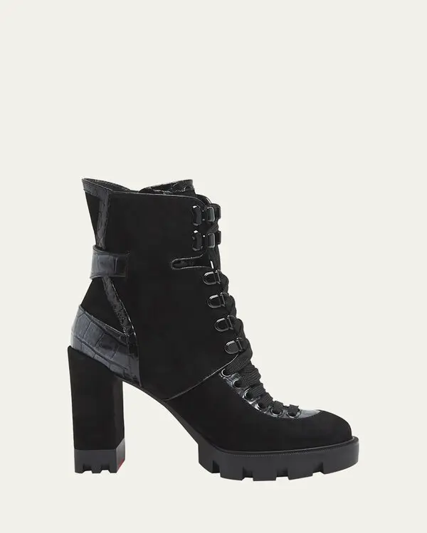 CHRISTIAN LOUBOUTIN Macademia Leather Combat Boots