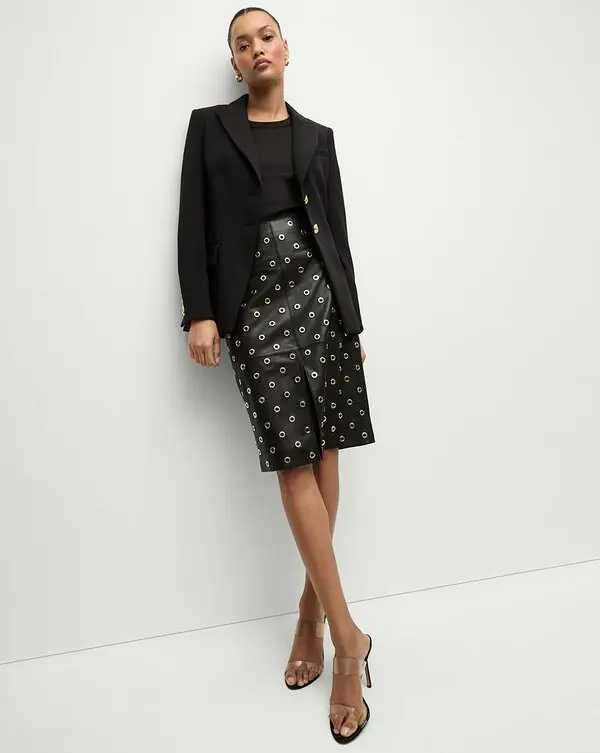 Veronica Beard Anderson Leather Skirt
