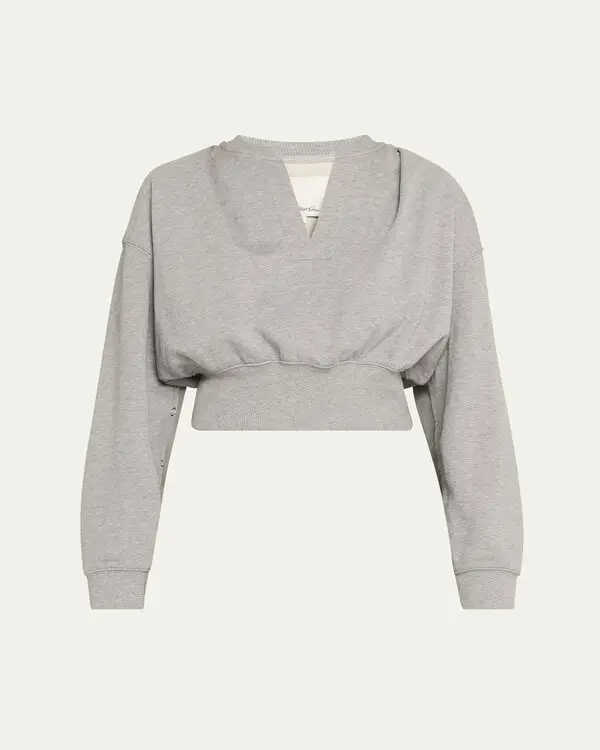 3.1 Phillip Lim Cropped Sweatshirt With Snaps - Grey Melange