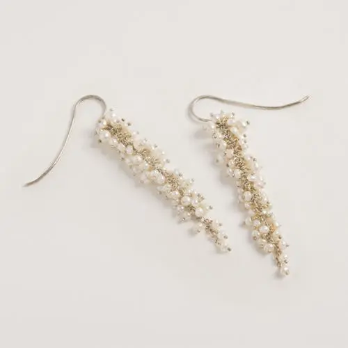 FREYA ROSE Delicate Pearl Drop Earrings - Silver