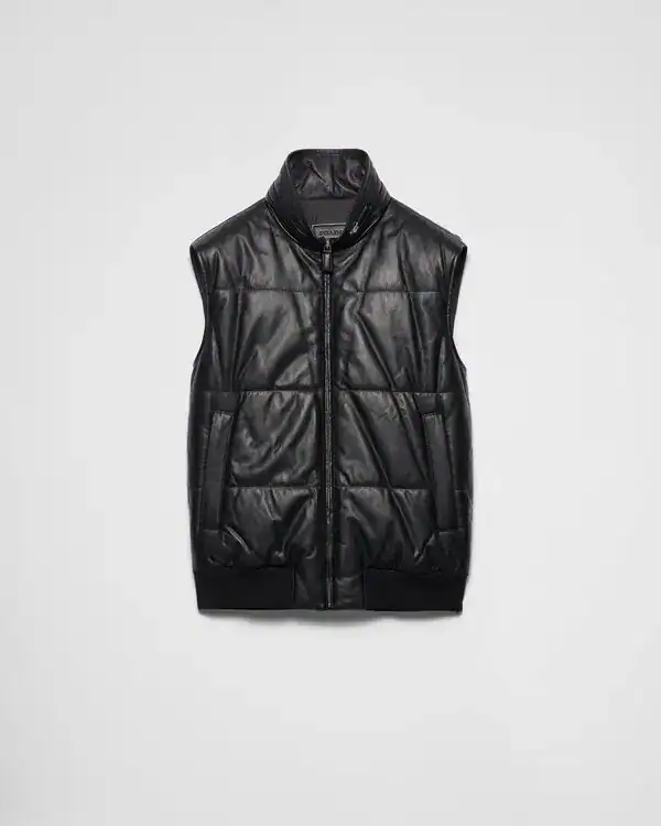 Prada Nappa Leather Waistcoat - Black | Editorialist