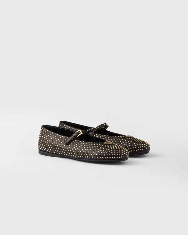 Prada Nappa Leather Ballerinas With Studs