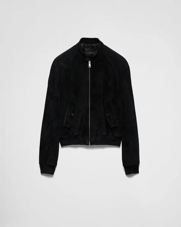 Prada Suede Bomber Jacket - Black