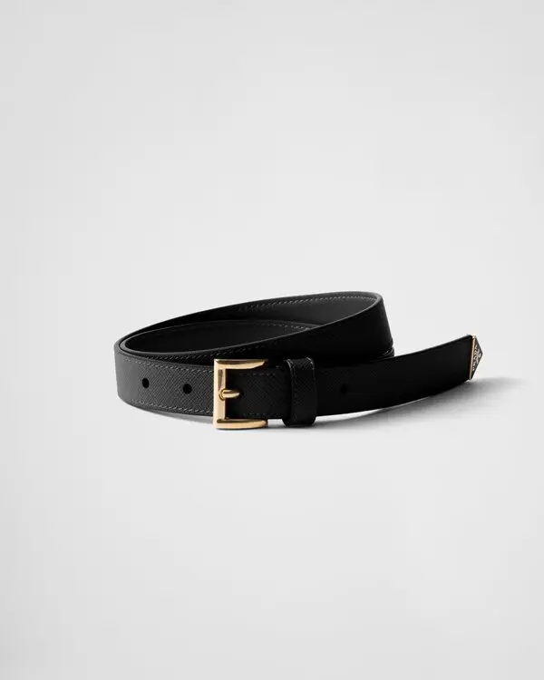 Prada Saffiano Leather Belt - Black