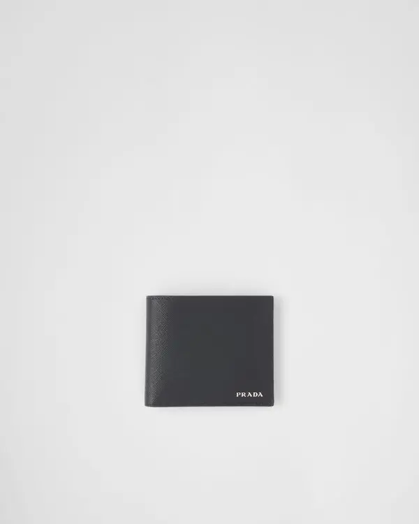 Prada Saffiano Leather Wallet - Black/baltic Blue