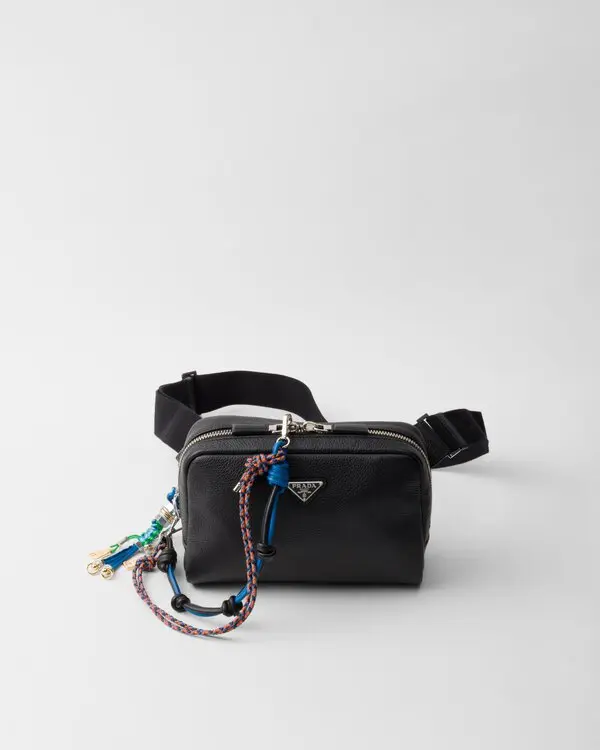 Prada Leather Shoulder Bag With Charm
