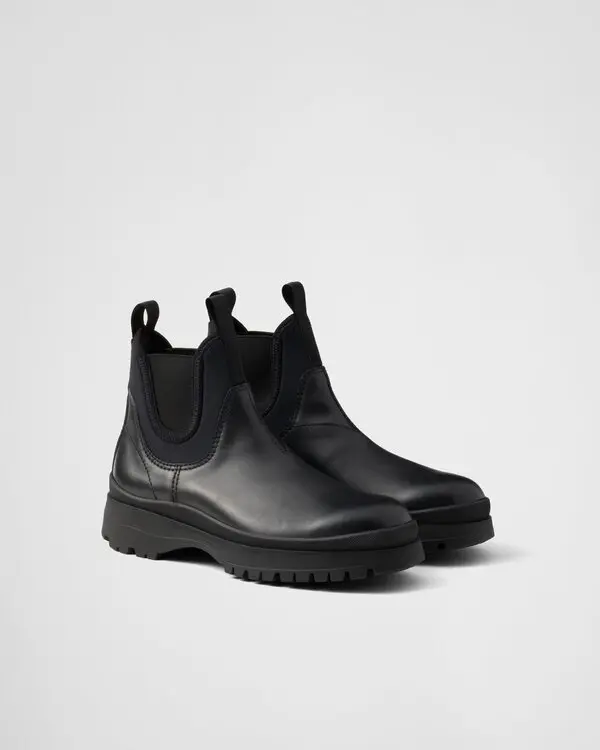Prada Leather And Stretch Fabric Brixxen Boots