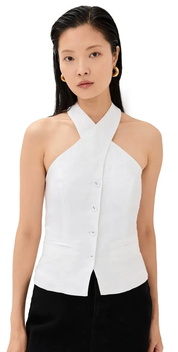 REFORMATION Tate Linen Top - White