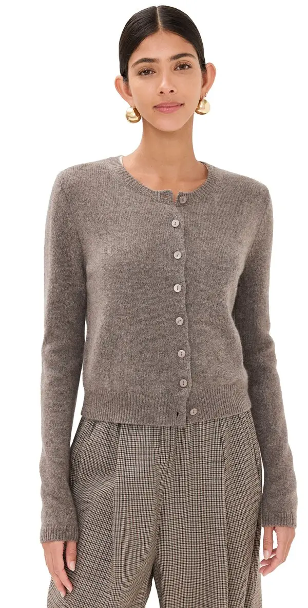 REFORMATION Clara Cashmere Crew Cardigan - Cocoa