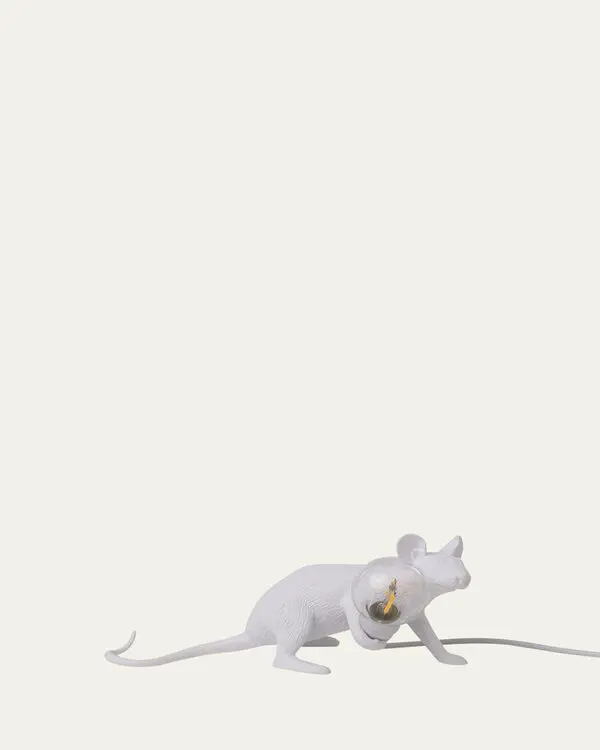 SELETTI Lie Down Mouse 8" Usb Table Lamp - White