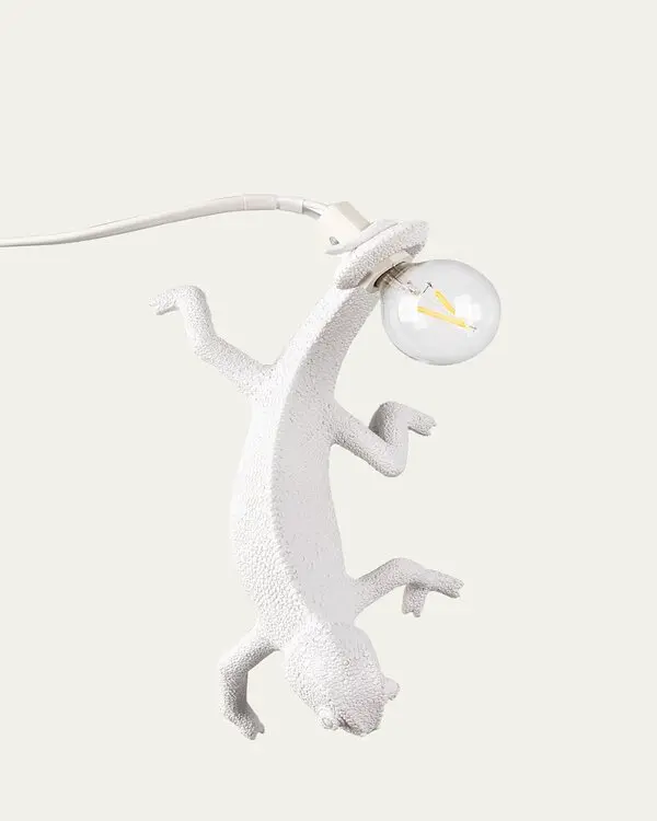 SELETTI Going Down Chameleon 6" Lamp - White