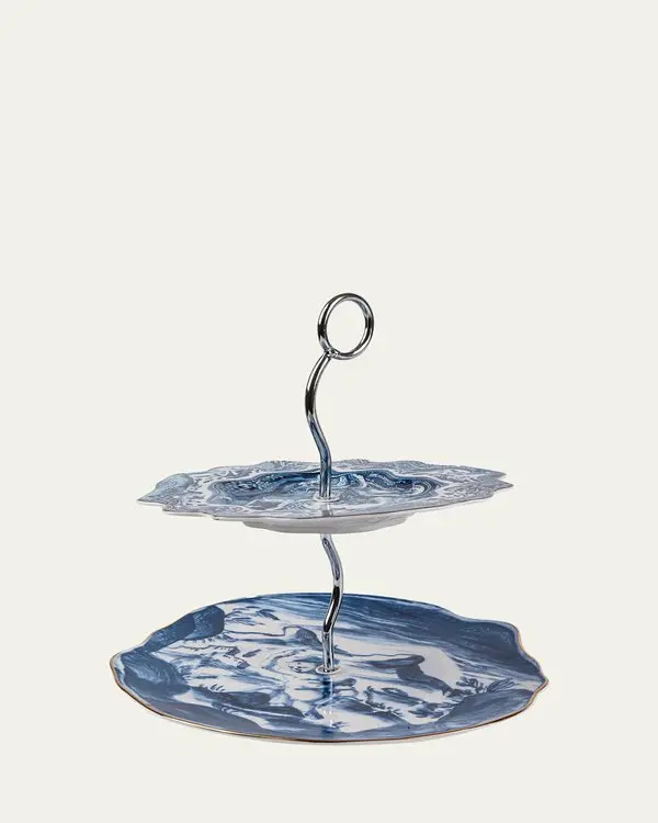 SELETTI Diesel Classics On Acid Cake Stand - Blue-white