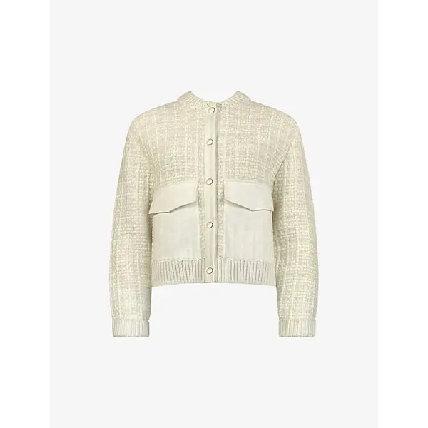 RO&ZO Textured-knit Relaxed-fit Knitted Bomber Jacket