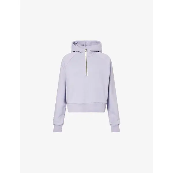 Vuori Restore Half-zip Cotton-blend Relaxed Hoody - Lavender Mist