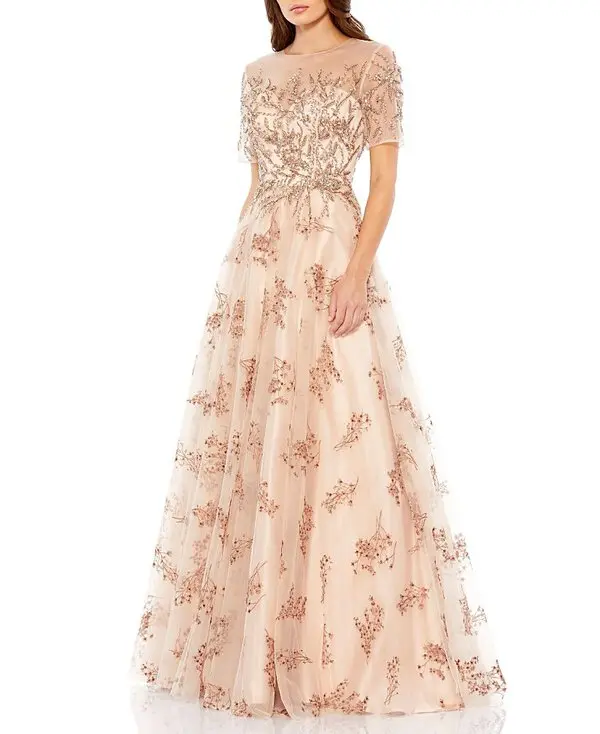 Mac Duggal Embellished Illusion A-line Gown