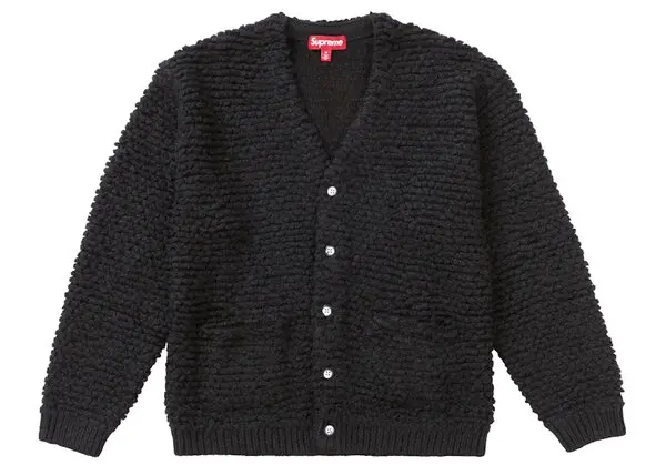 Supreme Textured Knotted Cardigan - Black