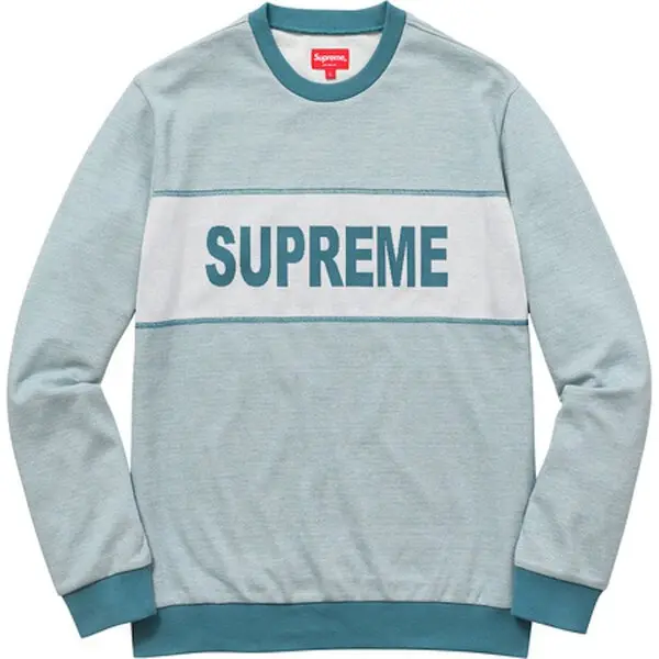 Supreme Tonal Stripe Logo Crewneck Sweatshirt - Teal