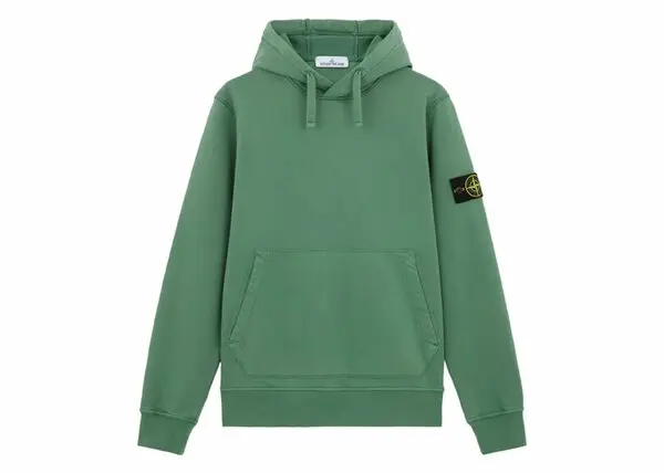 Stone Island Fleece Garment-dyed Hoodie - Sage Green