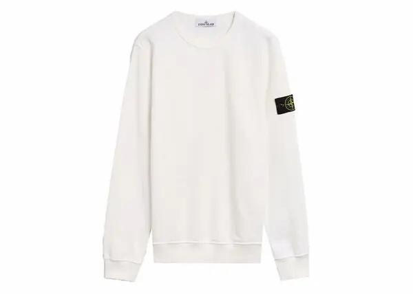 Stone Island Fleece Garment Dyed Crewneck Sweatshirt - White