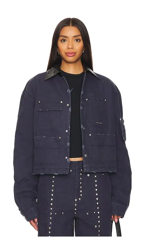 PRIVATE POLICY Washed Cotton Quilted Cropped Jacket