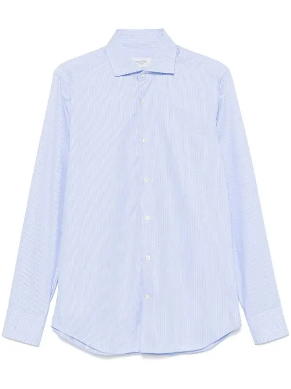 TINTORIA MATTEI 954 Patterned-jacquard Shirt - Blue