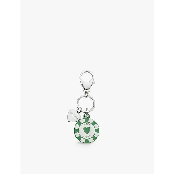 JIMMY CHOO Casino Chip Bag Charm - Green/white/slvr