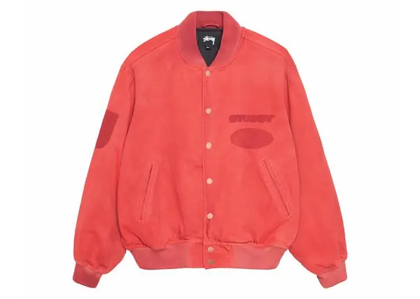 StÜssy Canvas Varsity Jacket - Red