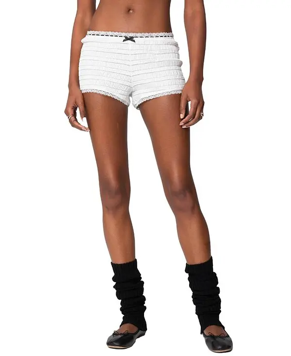 EDIKTED Lenny Lacey Textured Micro Shorts