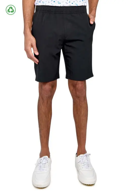CON.STRUCT Regular Fit Solid Recycled Performance Drawstring Golf Shorts - Black