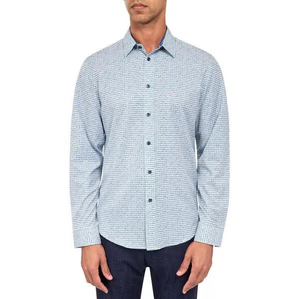 BROOKLYN BRIGADE Slim Fit Geo Recycled Performance Long Sleeve Shirt - Green