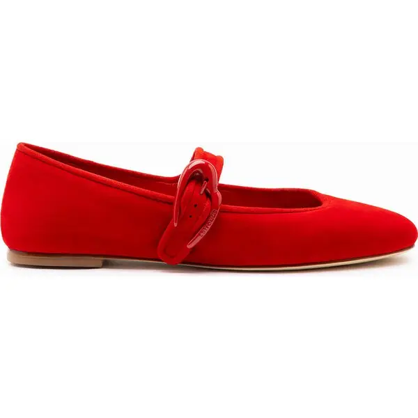 Larroude Verona Kitten Heel Ballet Flats - Scarlet