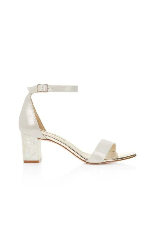 FREYA ROSE Martene Midi Ankle Strap Pearl Heel Sandal