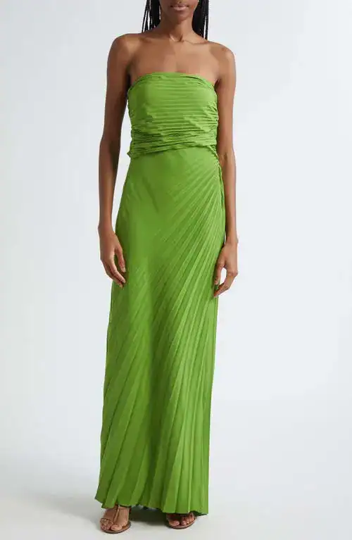 A.L.C. Bianca Pleated Gown - Lily Green | Editorialist