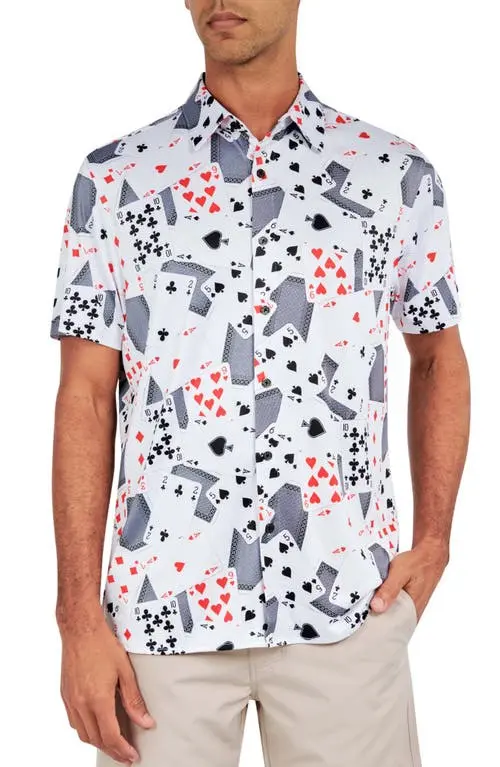 CON.STRUCT Playing Cards Print Performance Button-down Shirt