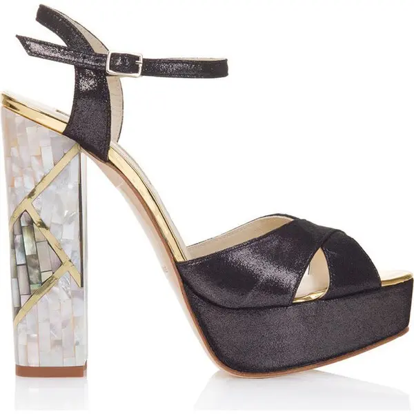 FREYA ROSE Cher Noir Pearl Heel Sandal
