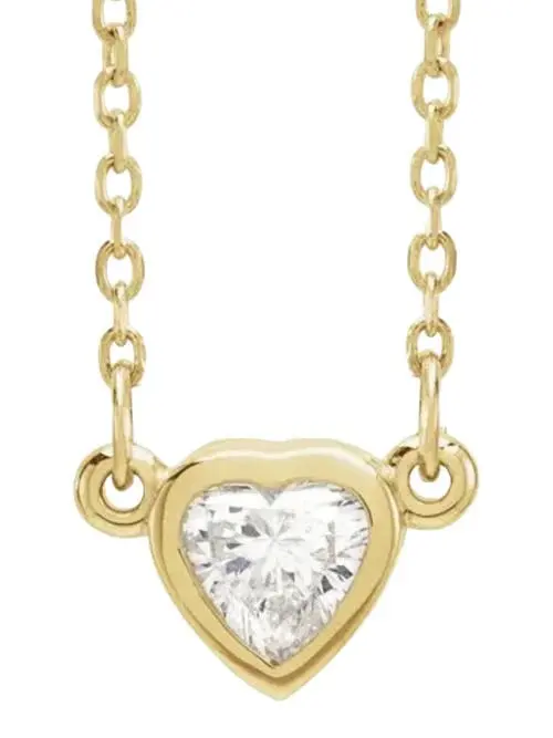 BLISS DIAMOND 3/8ct Heart Shape Lab Grown Diamond 14k Gold Necklace
